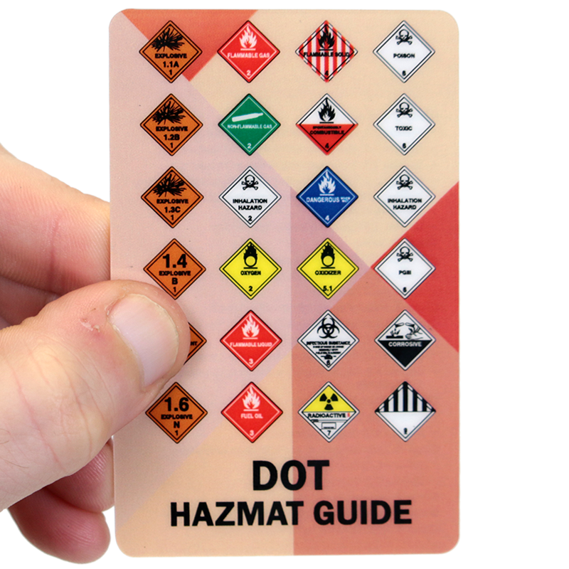 DOT Hazmat Guide Heavy Duty Laminated Safety Wallet Card SKU BD 0651