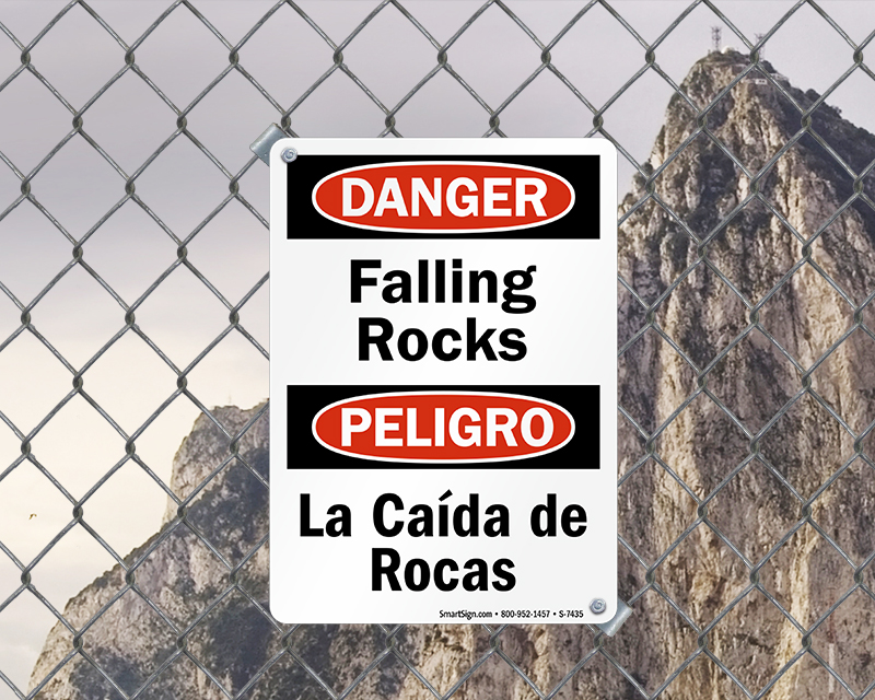 Falling Rocks Sign Board