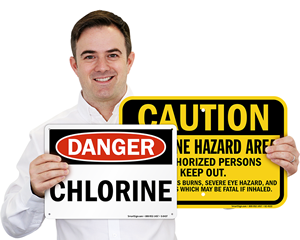 Chlorine Signs | Chlorine Area Signs | Chlorine Warning Signs