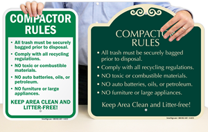 Compactor Safety Signs | Compactor Starts Automatically Signs
