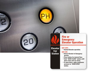 Elevator Car Station Signs | Key Off / Key On Signs