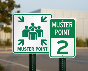 Muster Point Signs - Emergency Muster Area Signs | Made In USA