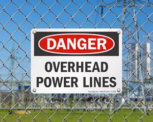 Overhead Power Line Signs | Wires Overhead Signs