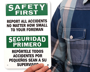 Report All Accidents Signs | Report Unsafe Conditions Signs