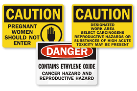Pregnant Women Hazard Signs, Reproductive Hazards Signs