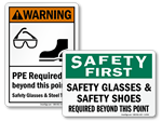 No Open Toed Shoes Signs | Closed Toe Shoes Required Signs