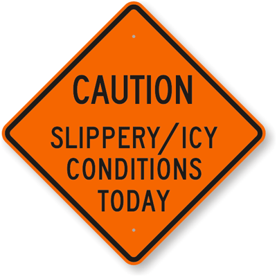 Slippery Caution Sign For And Ice