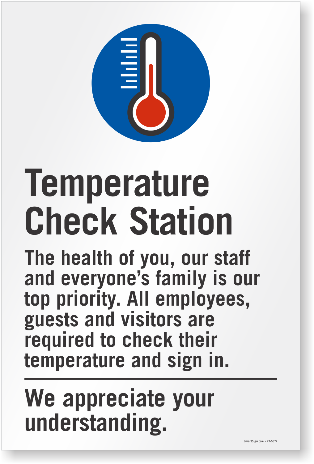 Stop Temperature Screening Checkpoint Sidewalk Sign