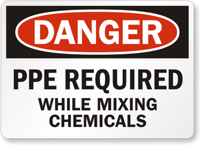 PPE Required While Mixing Chemicals Sign , SKU: S-8923 - MySafetySign.com