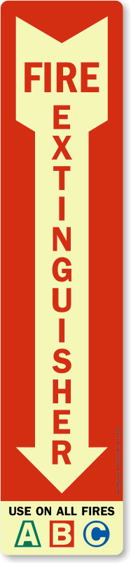 Directional fire extinguisher signs | Fire extinguisher arrow signs