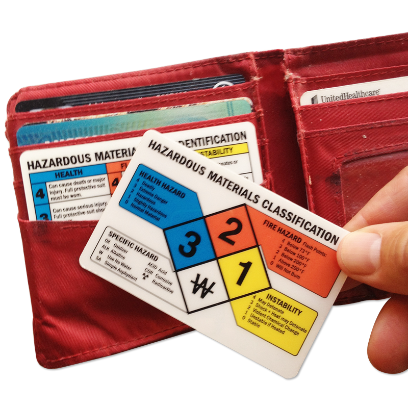 Hazardous Materials Classification Wallet Card Signs