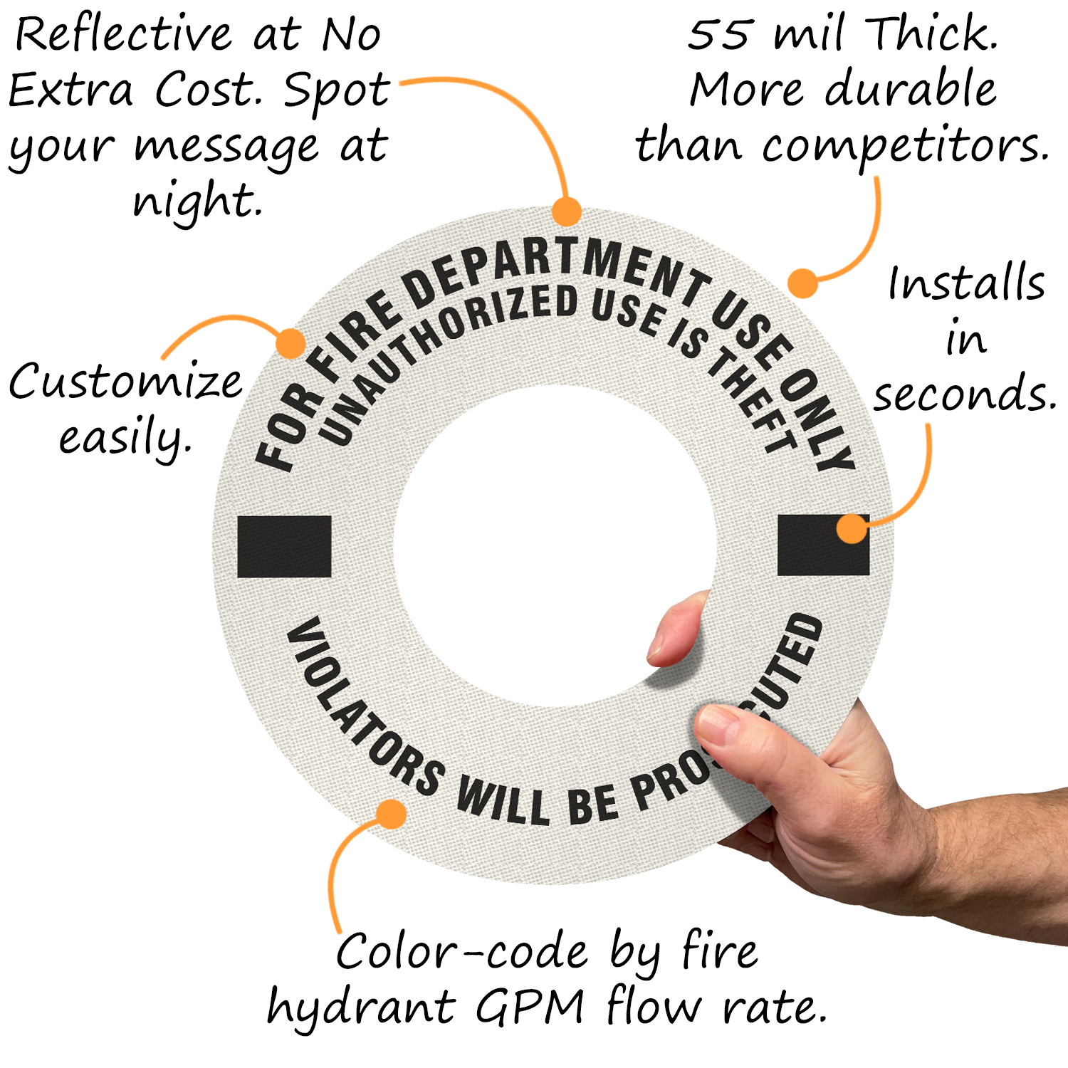 For Fire Department Use Only White Fire Hydrant Marker Signs