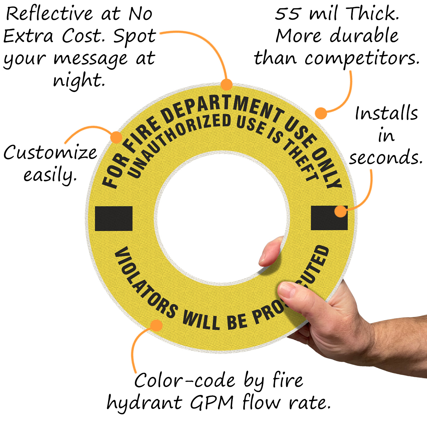 For Fire Department Use Only Yellow Fire Hydrant Marker Signs