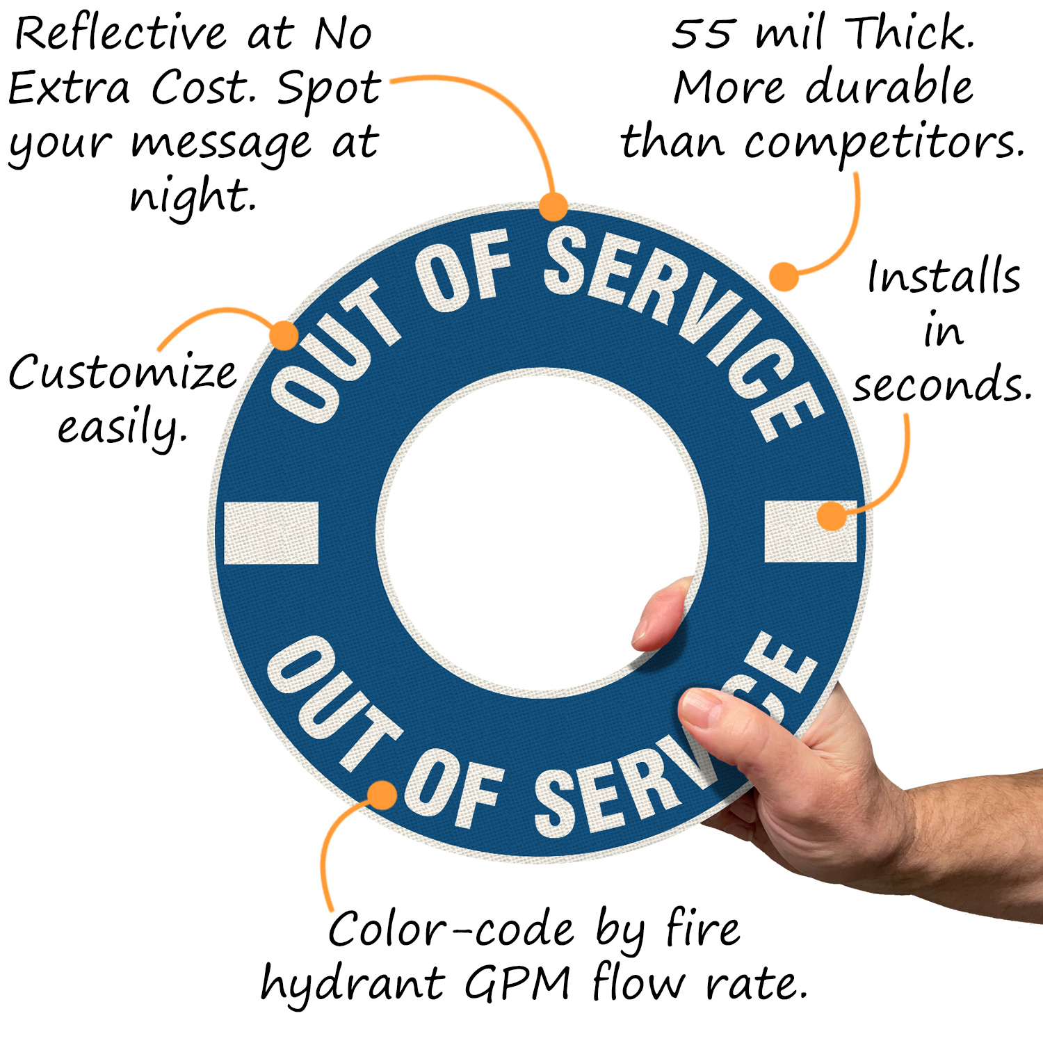 Out Of Service Blue Fire Hydrant Marker Signs