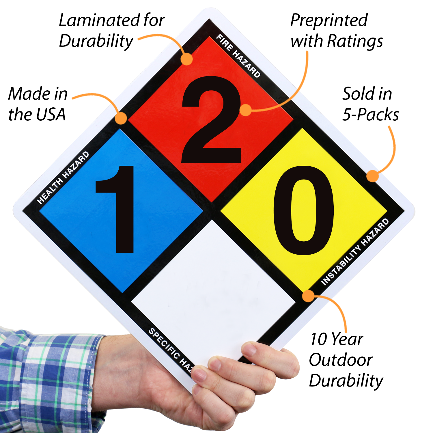 NFPA 704 Sign With Ratings 0 2 0 SKU NFPA 0001 MySafetySign