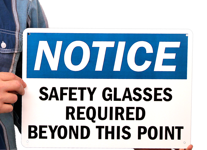 Safety Glasses Required Beyond Point - Safety Sign, SKU: S-1420 ...