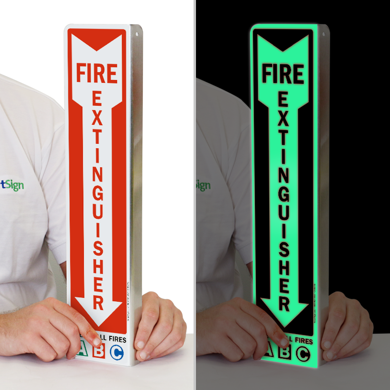 Glow-in-the-Dark Fire Extinguisher Use On All Fires Sign