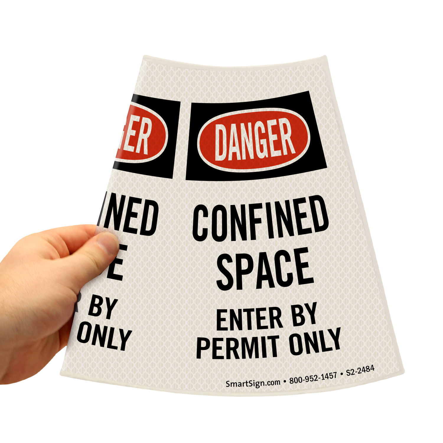 Danger Confined Space Enter By Permit Only Cone Collar Signs, SKU: S2 ...