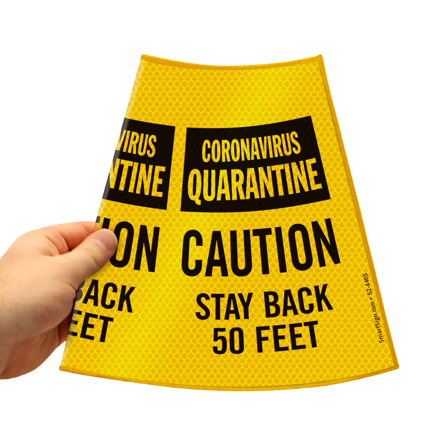 Quarantine Stay Back 50 Feet Cone Message Collar Signs