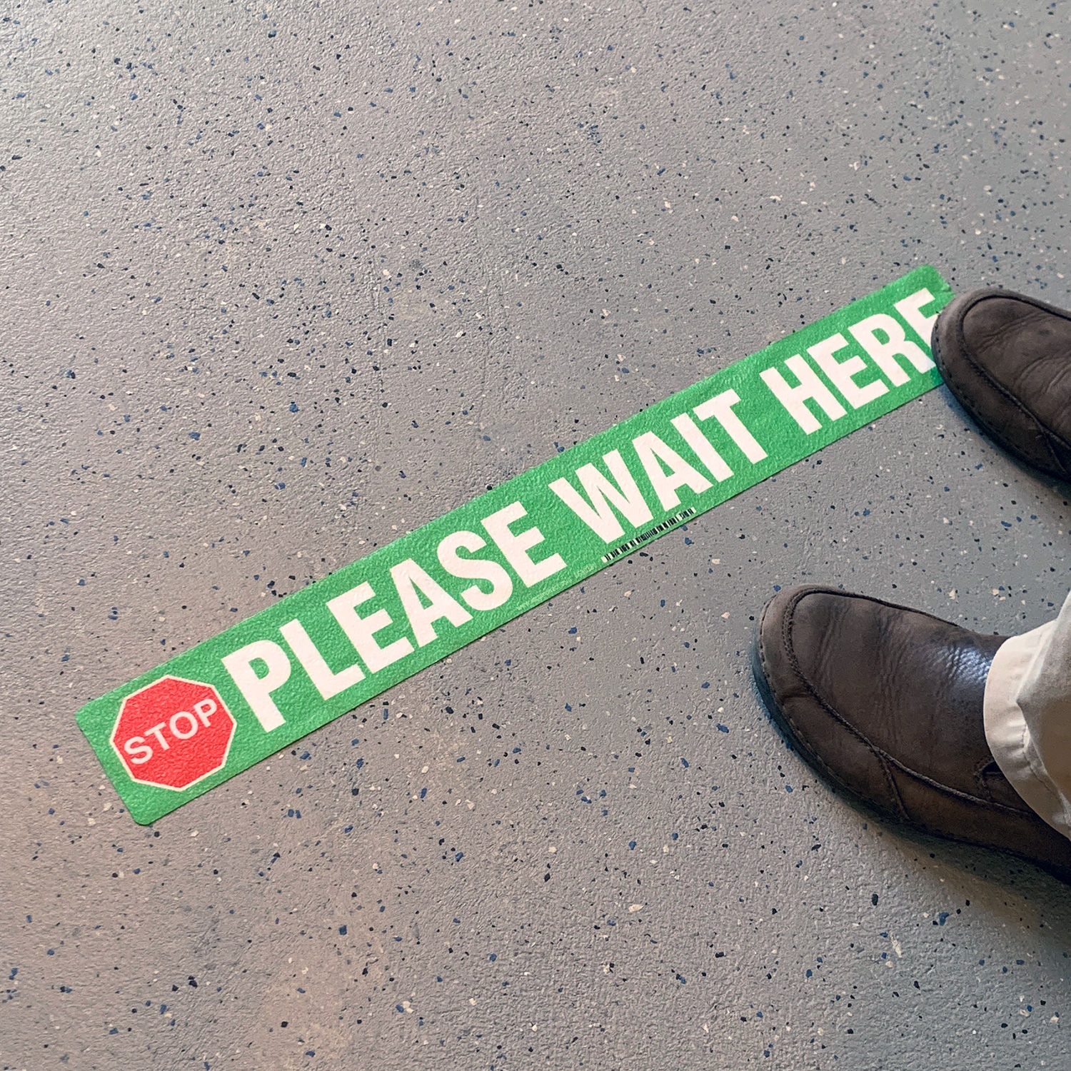 Please Wait Here w/ Stop Sign Floor Marking Tape (24" x 3") SKU# SF ...