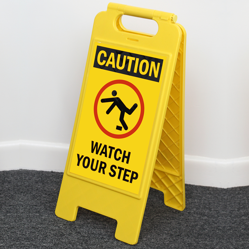 Caution Watch Your Step Free-Standing Floor Sign, SKU - SF-0118