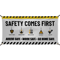 Safety Banner Safety Comes First Arrive Safe Work Safe Go Home Safe ...