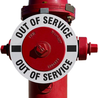 Out Of Service White Fire Hydrant Marker Signs