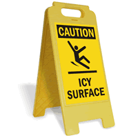 Caution Icy Surface Free-Standing Floor Sign, SKU - SF-0218