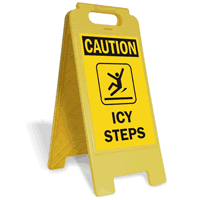 Caution - Icy Steps With Slip, Trip, Fall Graphic Sign, SKU - SF-0311