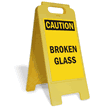 Caution Broken Glass Standing Floor Sign, SKU - SF-0267
