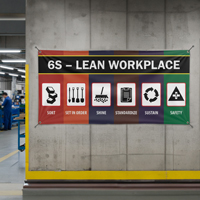 Safety Banner 6S Lean Workplace Signs, SKU: B-0392