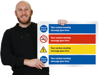 Custom Job Safety Sign with Header, Cliparts And Text