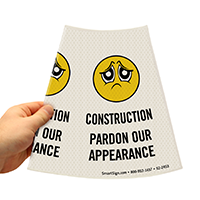 Pardon Our Appearance Construction Cone Collar Signs