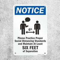 Maintain 6 Feet of Separation Social Distancing Sign