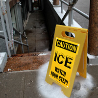 Caution Ice, Watch Your Step Standing Floor Sign